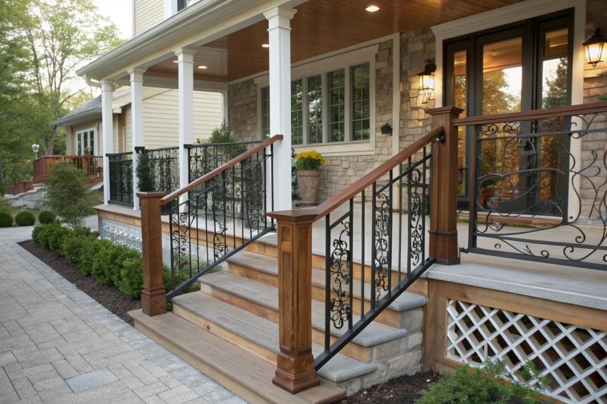 19+ Stylish Front Porch Railing Ideas