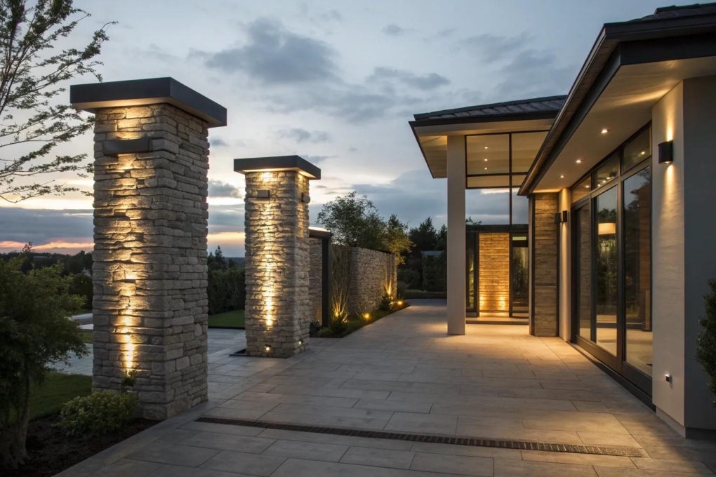 17+ Modern Driveway Entrance Pillar Ideas