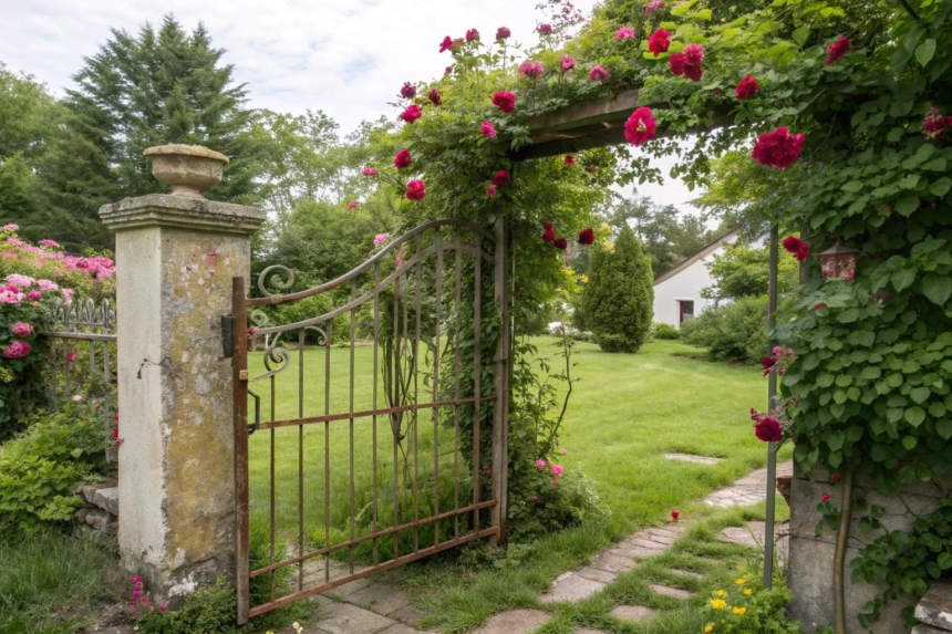 18+ Charming Old Metal Garden Gate Ideas