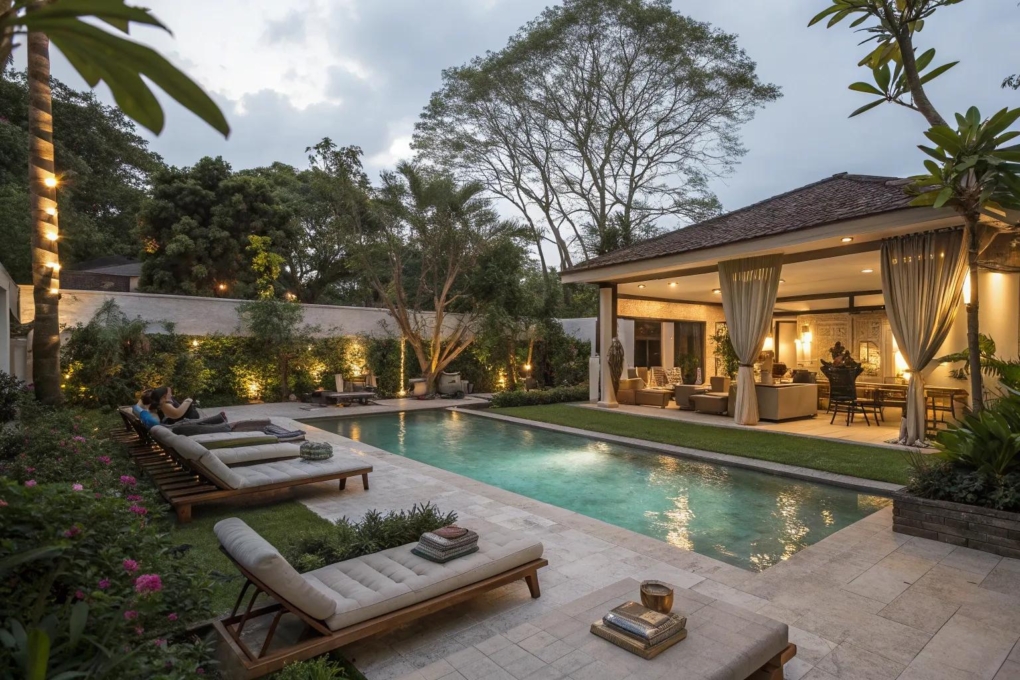 19+ Inspiring Outdoor Living Spaces with Pool Ideas
