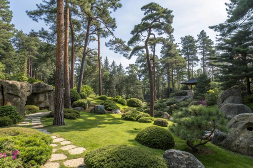 19+ Inspiring Pine Tree Garden Ideas