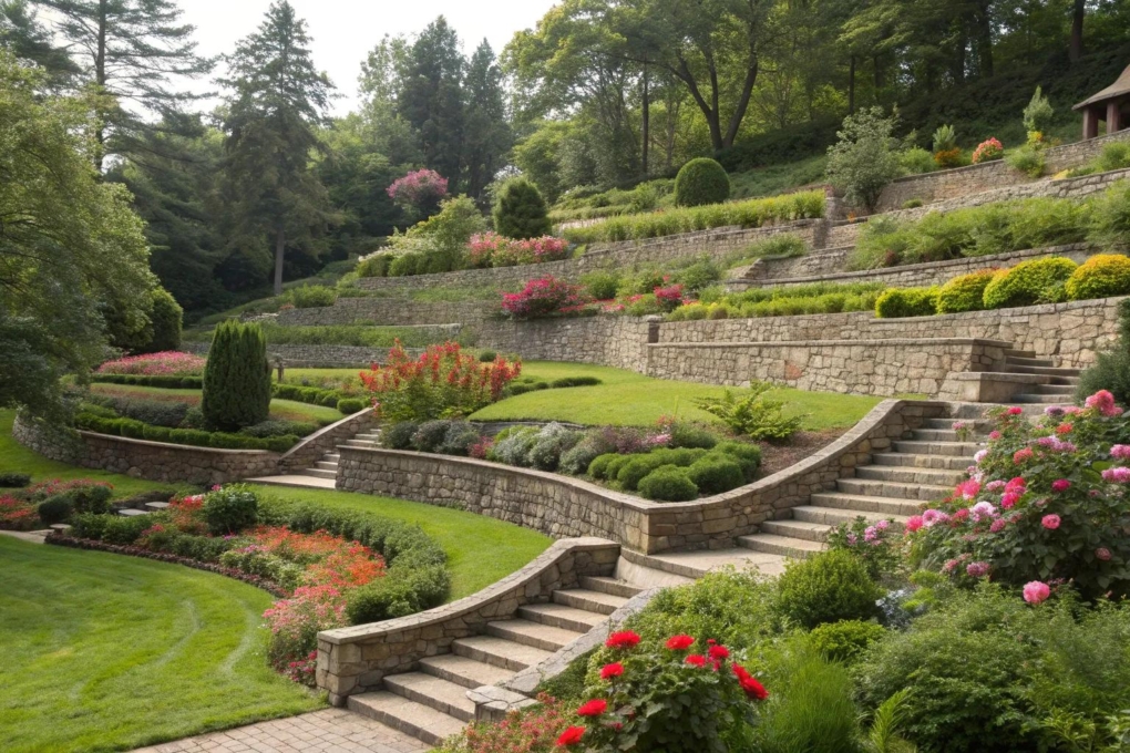 14+ Inspiring Sloped Tiered Garden Ideas