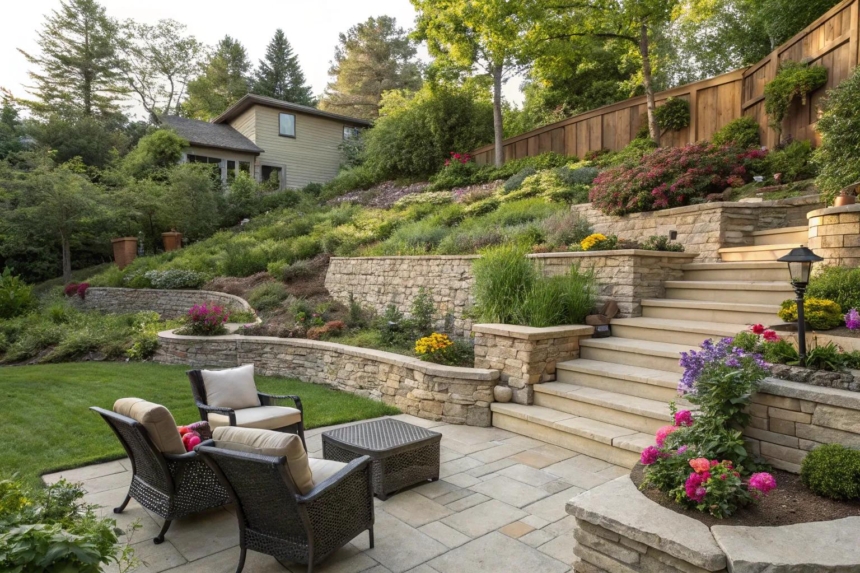 18+ Creative Up Sloped Backyard Ideas