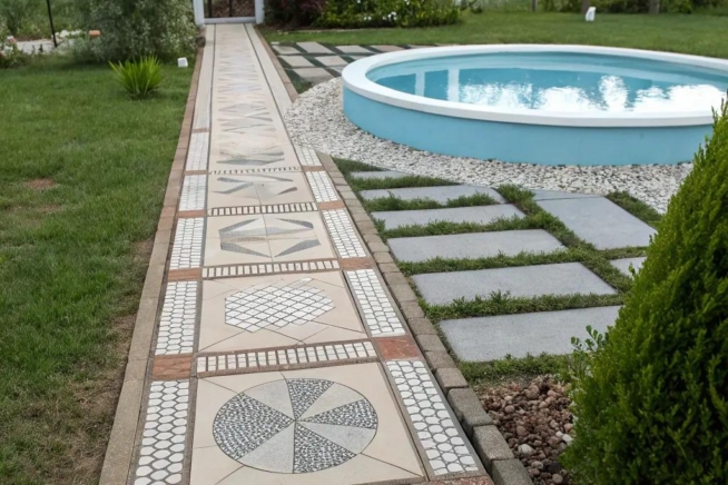 4+ Inspiring Above Ground Pool Walkway Ideas