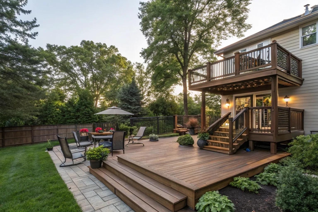 12+ Inspiring Backyard 2-Level Deck Design Ideas