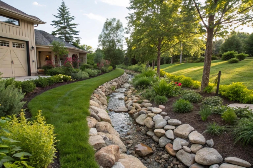 17+ Creative Backyard Drainage Ditch Ideas
