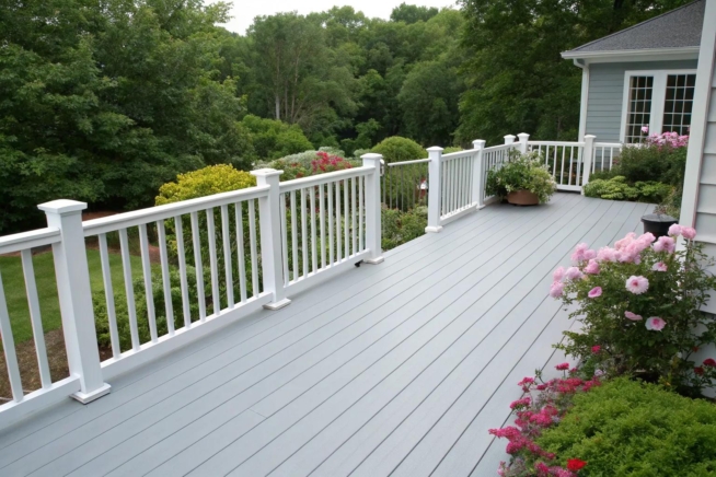 20+ Chic Gray Deck with White Railing Ideas