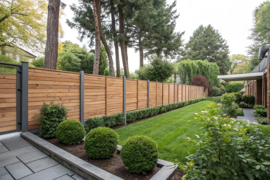 15+ Stylish Horizontal Fence Ideas with Metal Posts