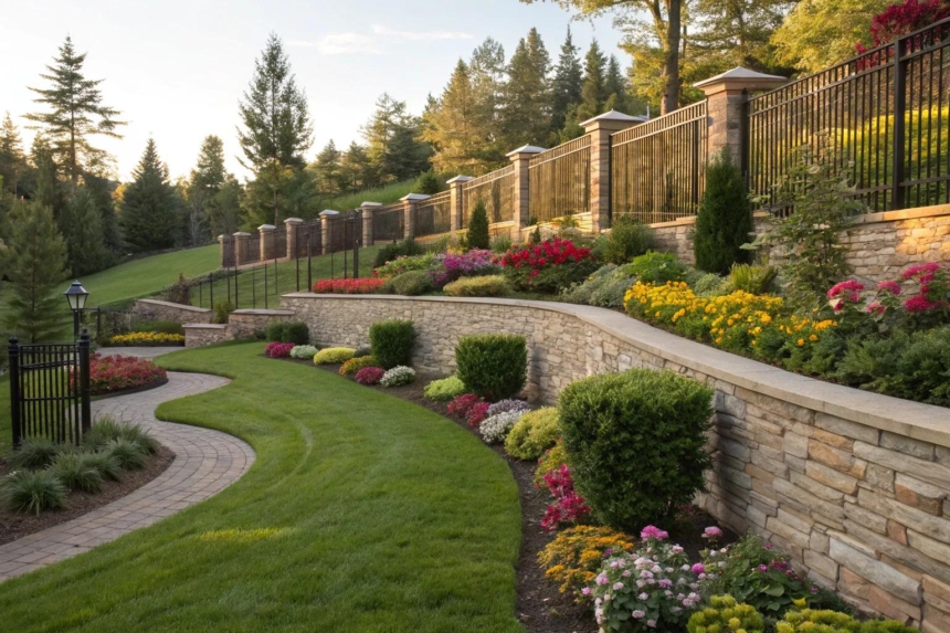 13+ Creative Retaining Wall Fence Ideas